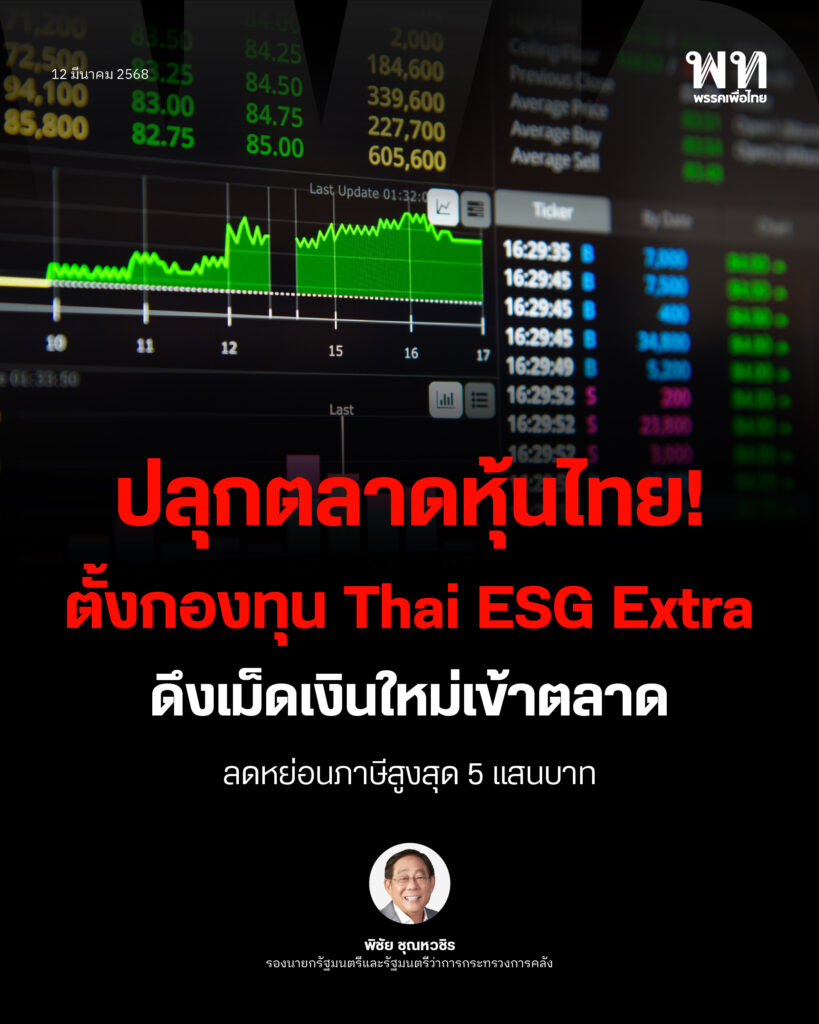 ปลุกตลาดหุ้นไทย! ครม.ไฟเขียว ตั้งกองทุน Thai ESG Extra ดึงเม็ดเงินใหม่ ...